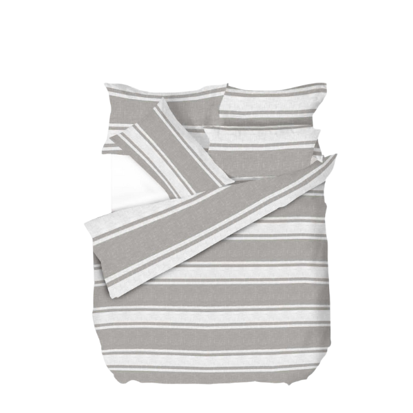 Simon Baker Jennifer 100% Cotton Striped Duvet Cover Set - Platinum ...