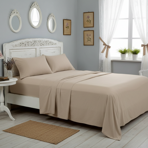 Simon Baker Vintage Washed Sheet Set - Stone | Furnicare